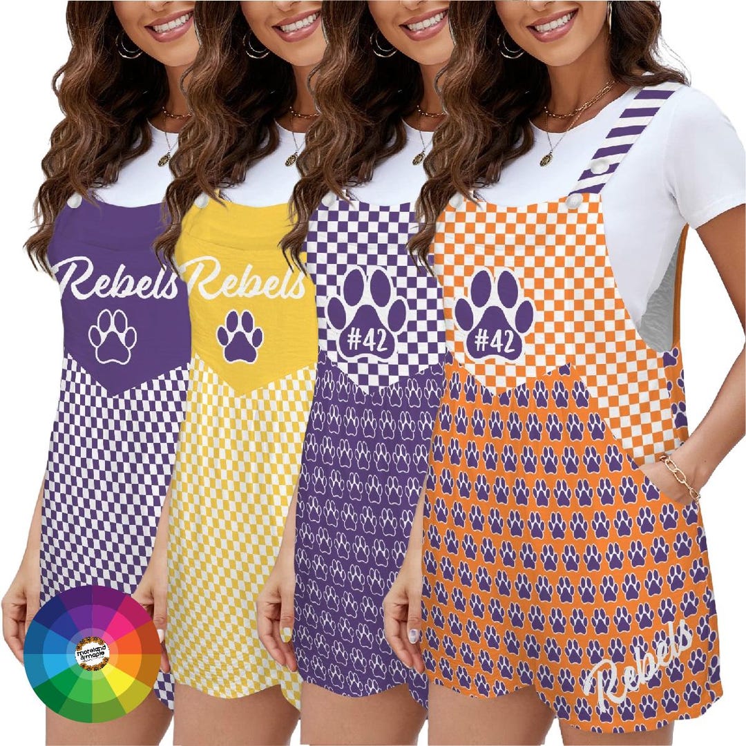 Custom Color Paw Print Short Overalls, Team Spirit Shortalls, Dog ...