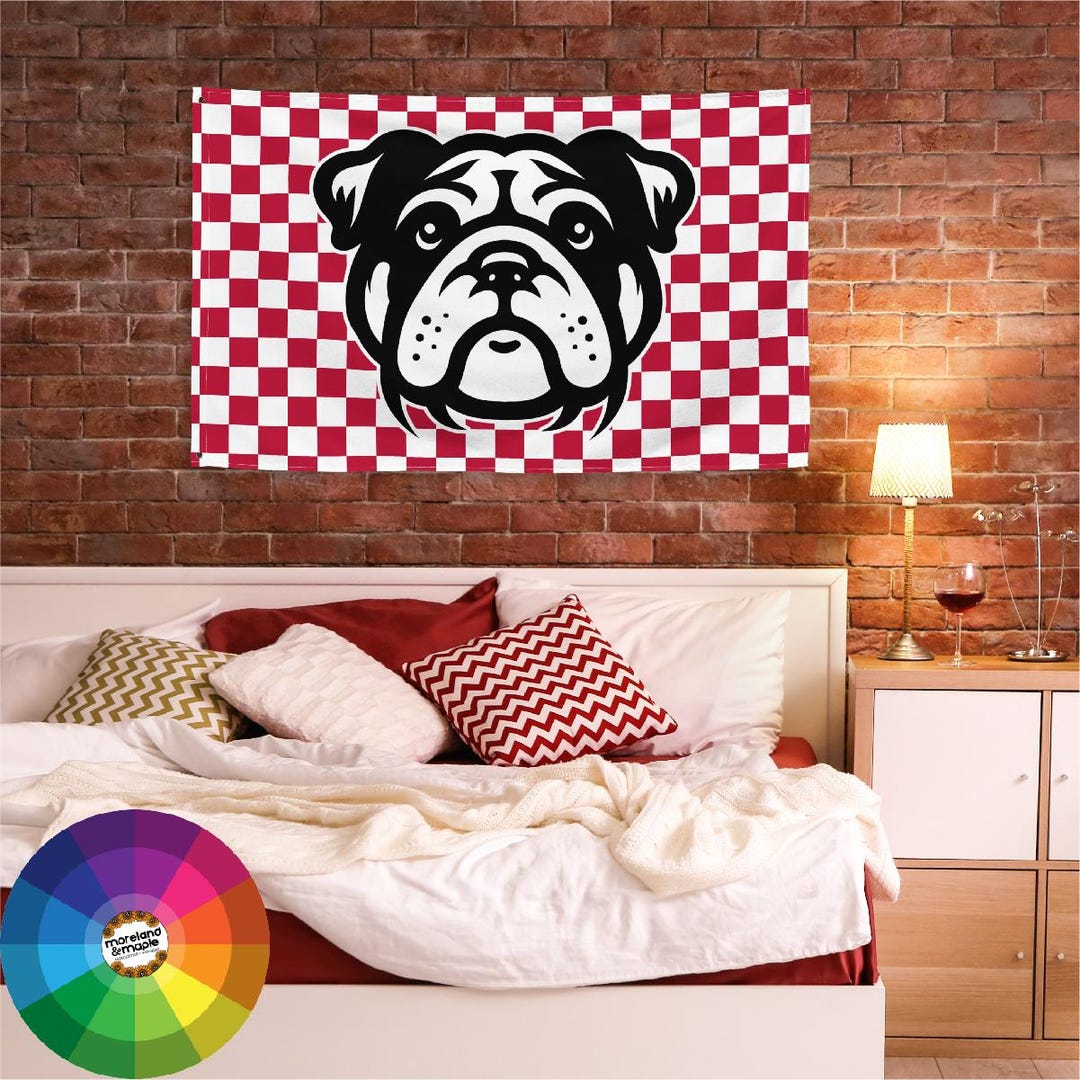 Checkerboard Bulldog Flag, Custom Color Bulldog Banner, Gift for ...