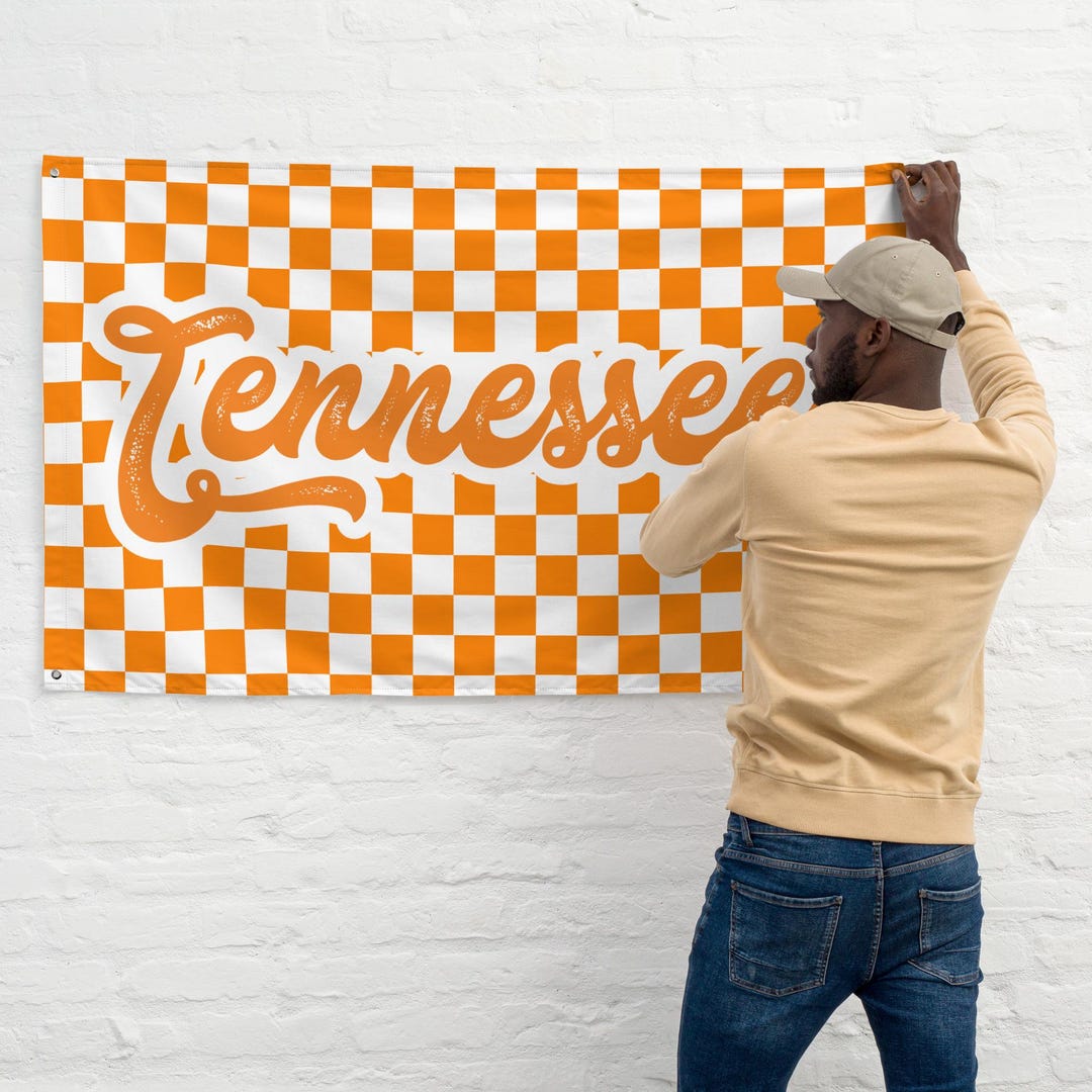 Tennessee Flag Banner (size 34 X 56) Checkerboard Orange Tennessee - Etsy