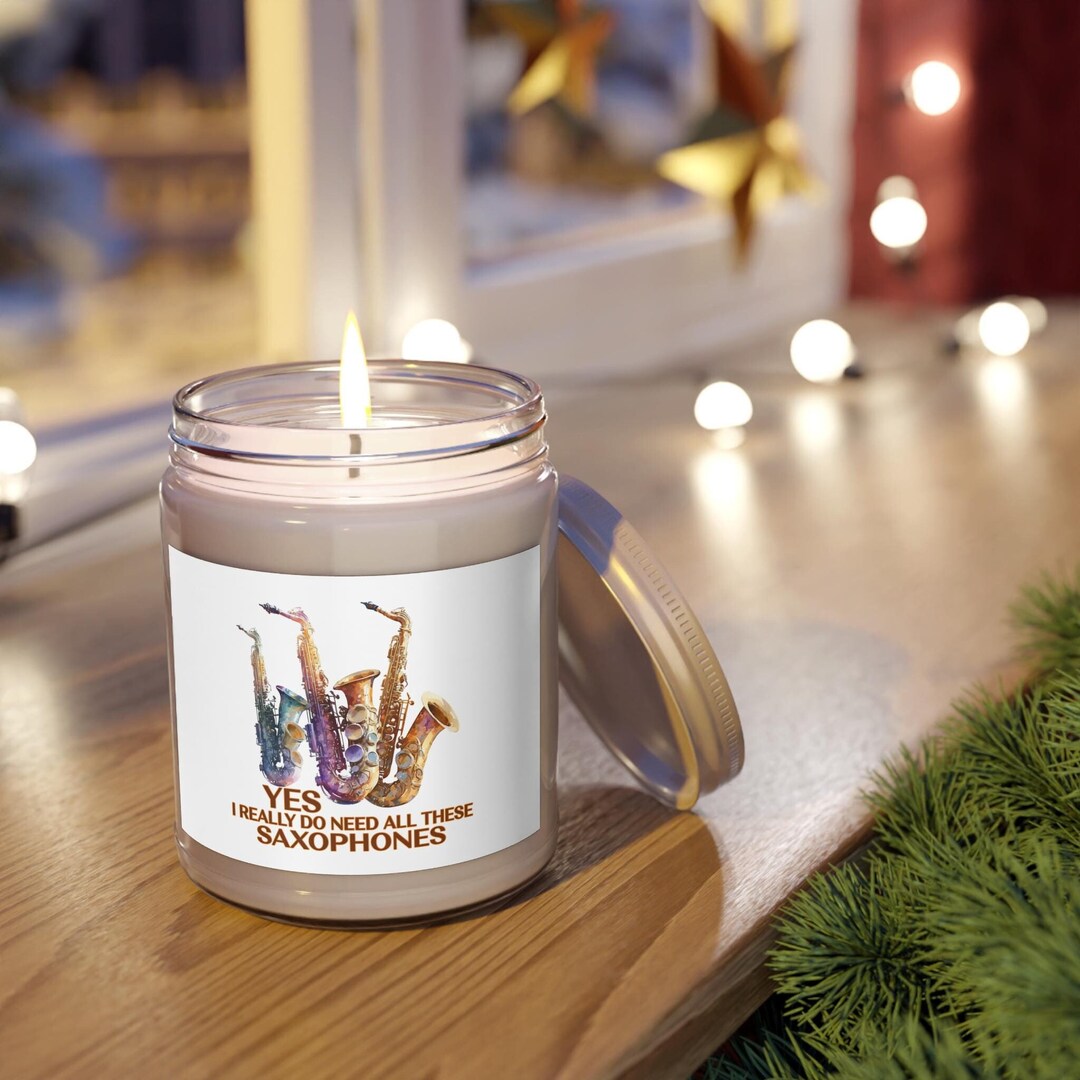 Jazz Candle, Saxophone Player Gift, Music Notes, Music Lover Candle ...