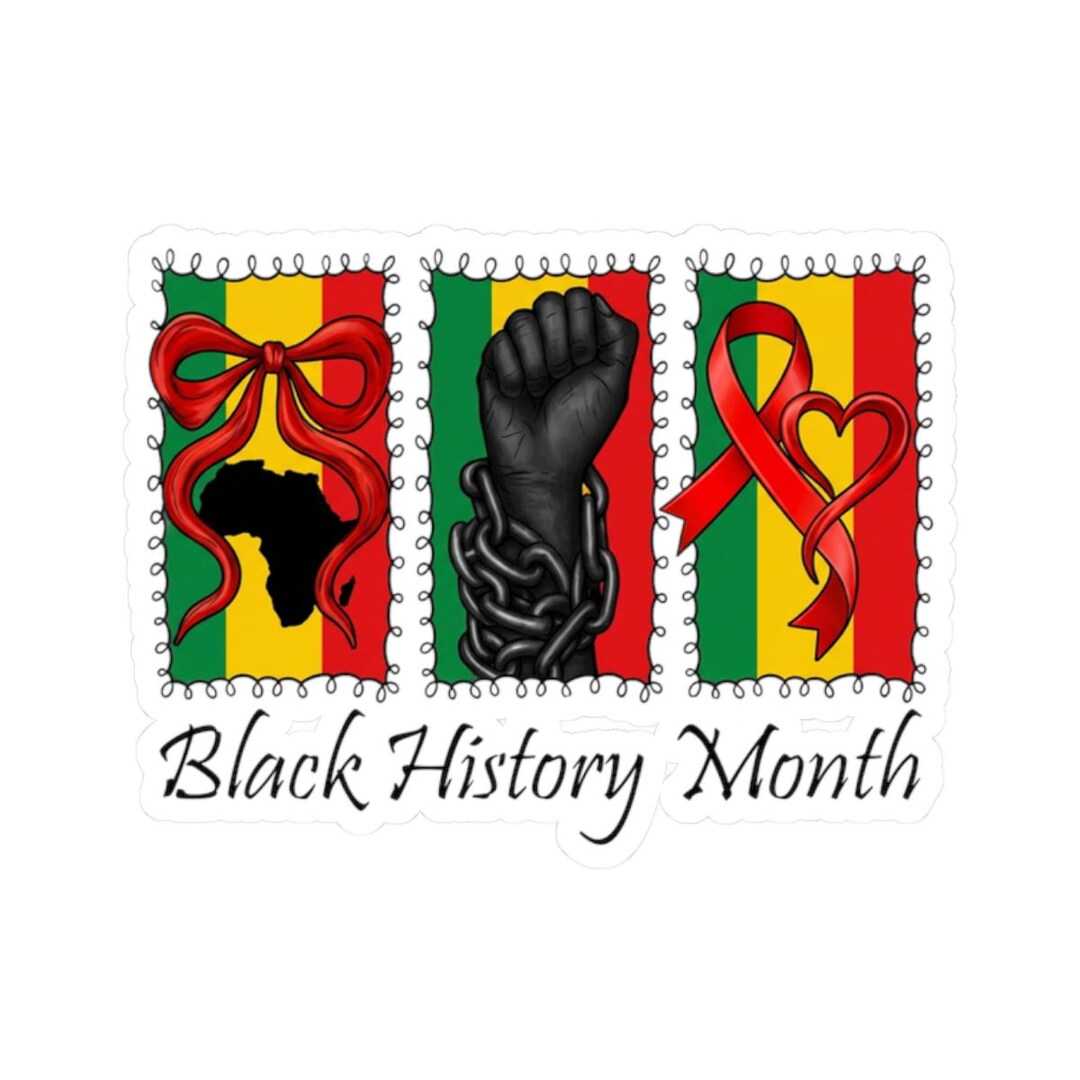 Black History Month Stamp Trio Sticker, Pan-african Colors, Juneteenth ...