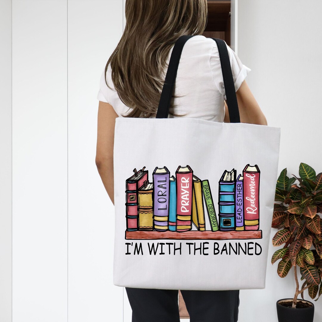I'm With Banned Books Tote Bag, Book Lover Tote Bag, Literary Tote Bag ...
