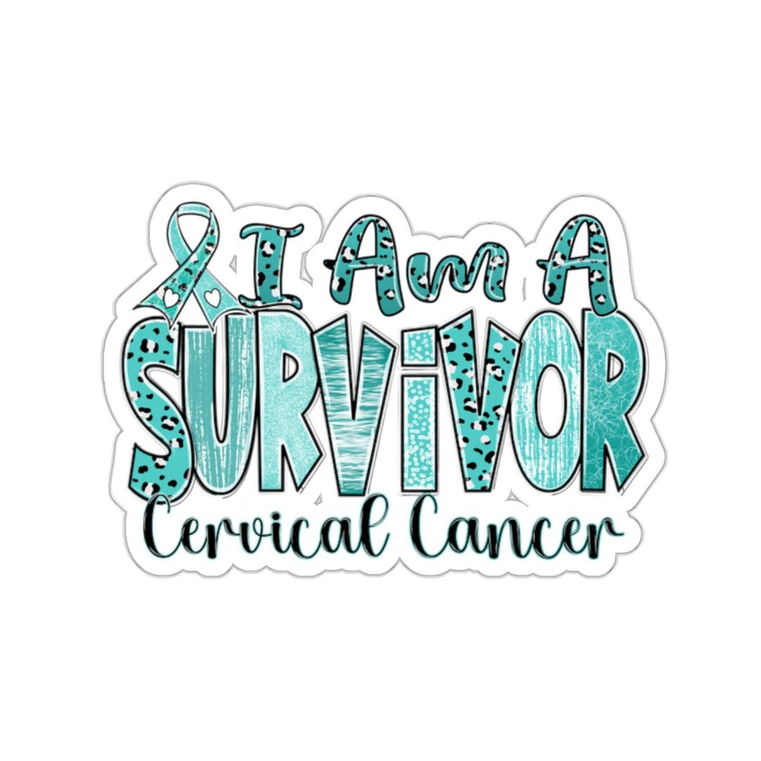 Cervical Cancer Sticker, Cancer Survivor Gift, Ovarian Cancer, Teal ...