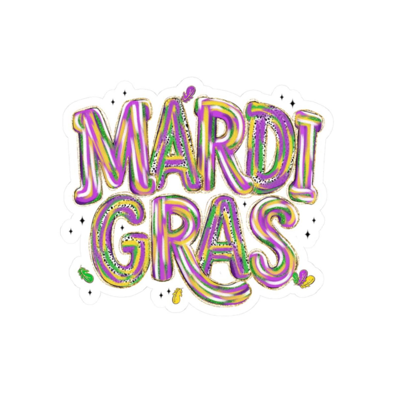 Mardi Gras Lettering Sticker, Mardi Gras Sticker, Purple Green Gold ...