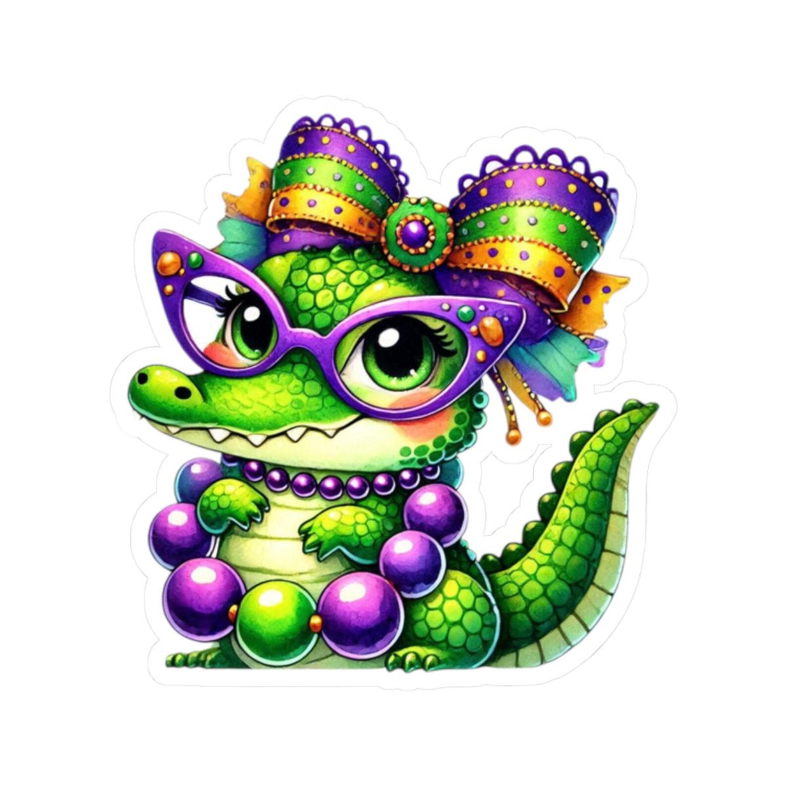 Mardi Gras Gator Stickers | Cute Alligator Beads Mask - Etsy