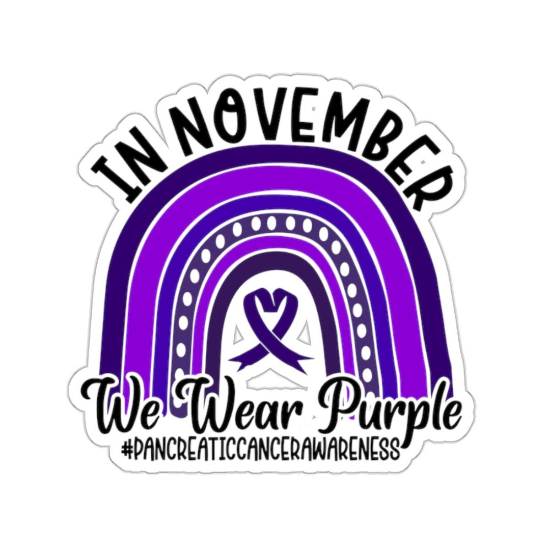 Pancreatic Cancer Awareness Sticker, Purple Ribbon Sticker, Pancreatic ...