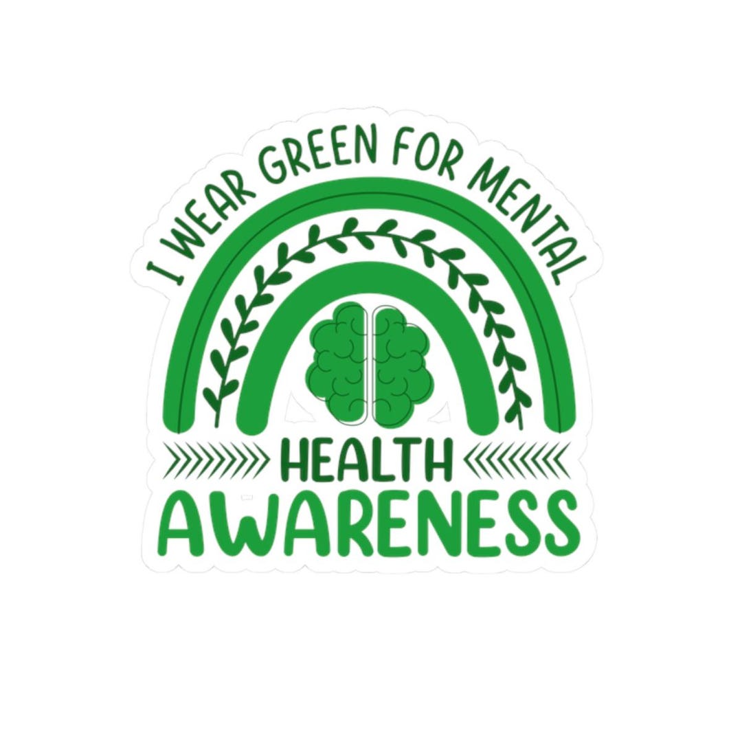 Mental Health Awareness Stickers, Green Ribbon Support, Laptop Decals ...