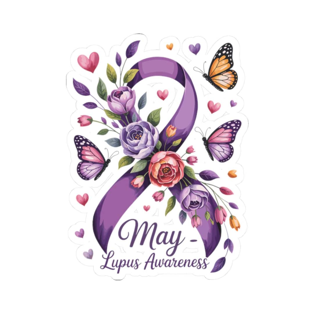 May Lupus Awareness Ribbon Sticker, Car Decal, Laptp and Water Bottle ...