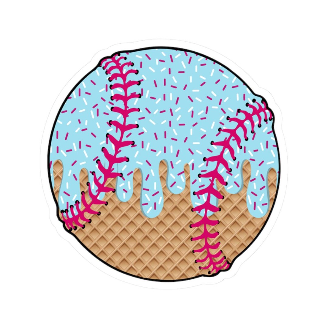 Baseball Ice Cream Dripping Stickers, Baseball Bat Sticker Set, Sports ...