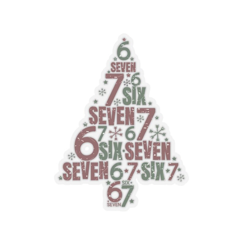 Number Seven Tree Sticker, 67 Christmas Number Mini Gift Decal ...