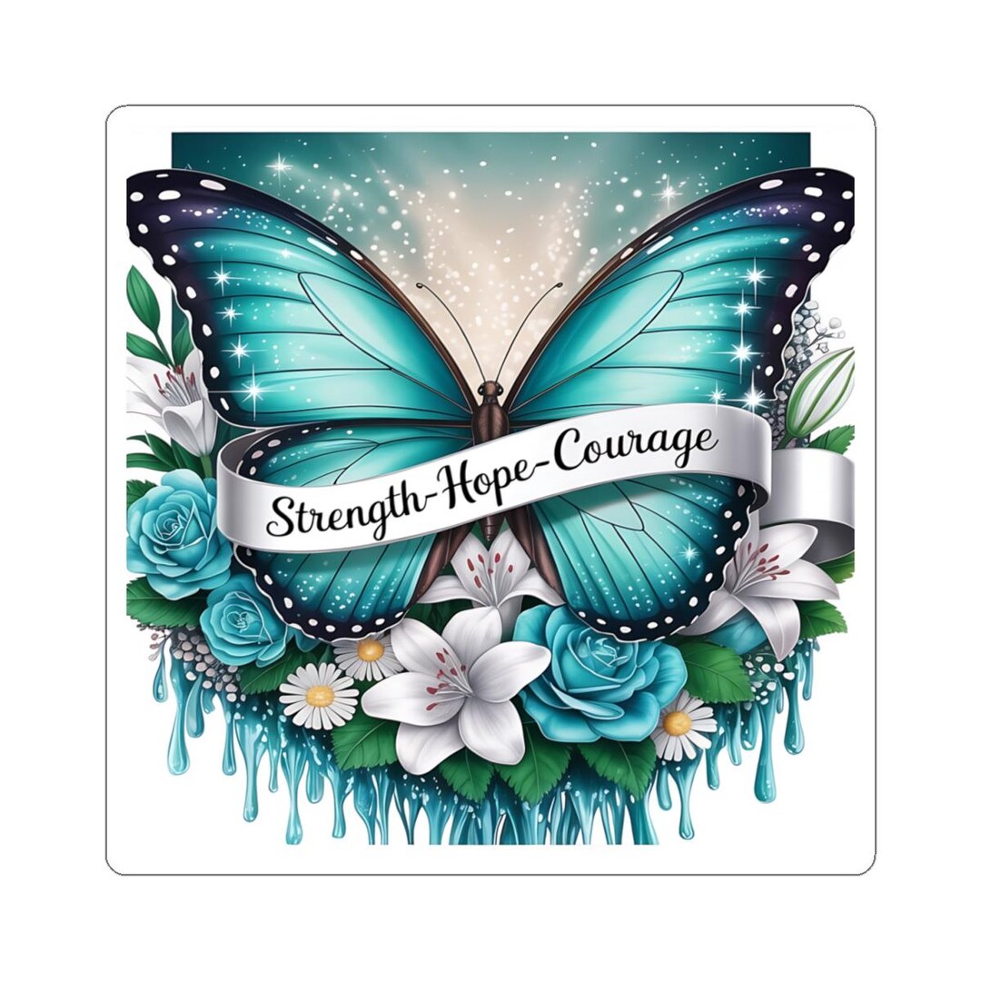 Cervical Cancer Awareness Sticker, Inspirational Butterfly Stickers ...