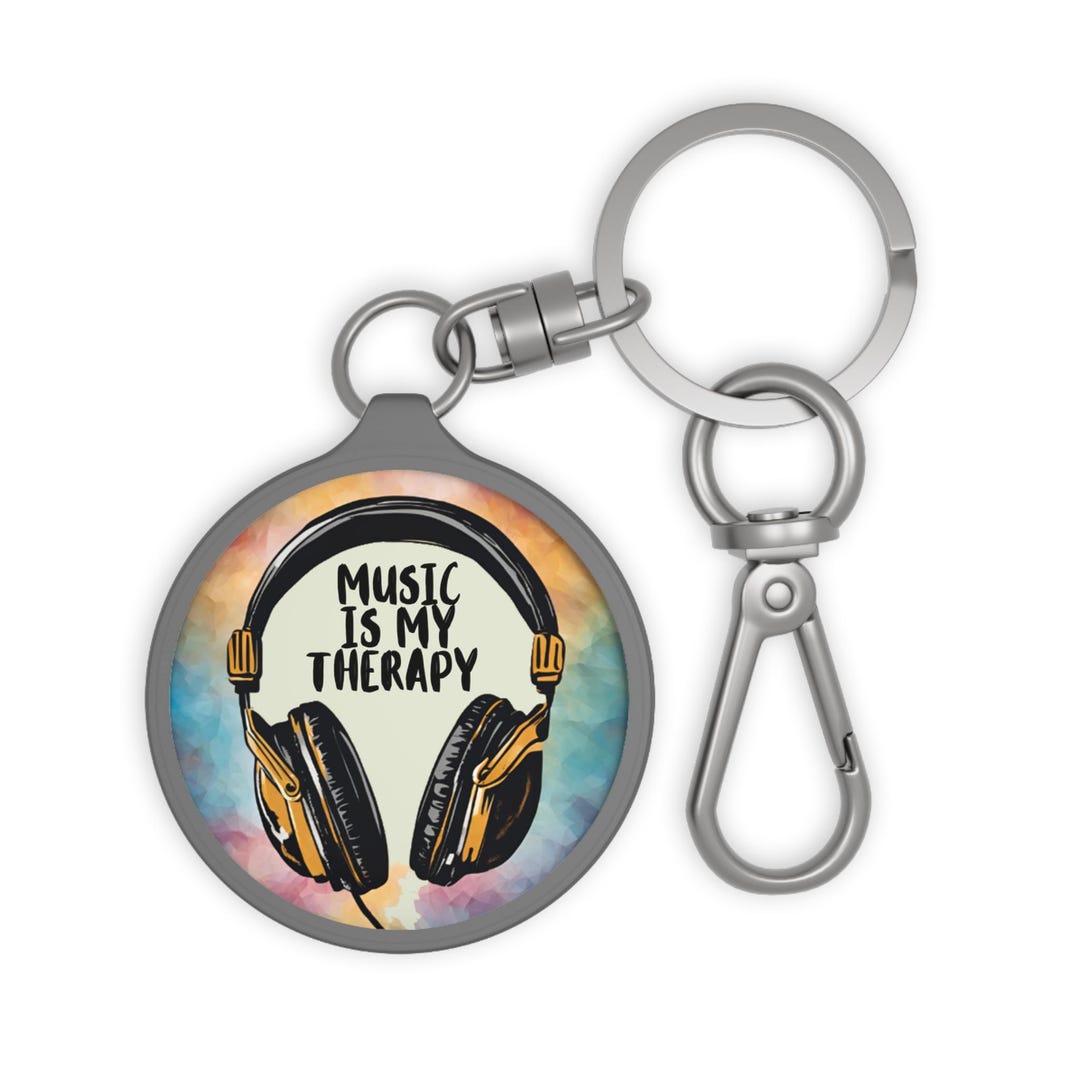 Music is My Therapy Keychain, Relaxation Gift, Mental Health Support ...