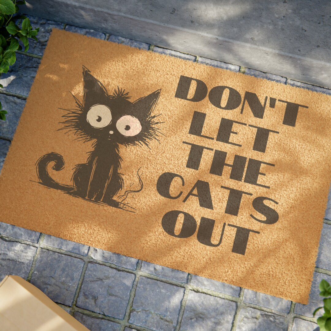 Funny Cat Welcome Door Mat, Cat Door Mat, Cat Welcome Mat, Cat Home ...