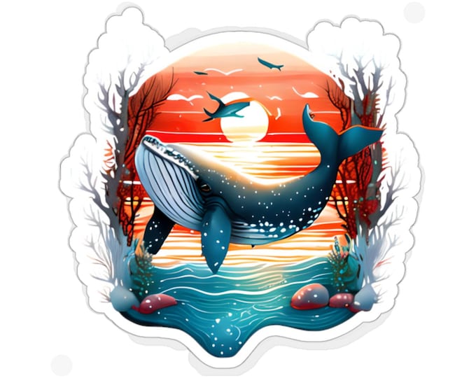 Whale Sticker, Blue Whale Sticker, Humpback Whale Sticker, Phone ...