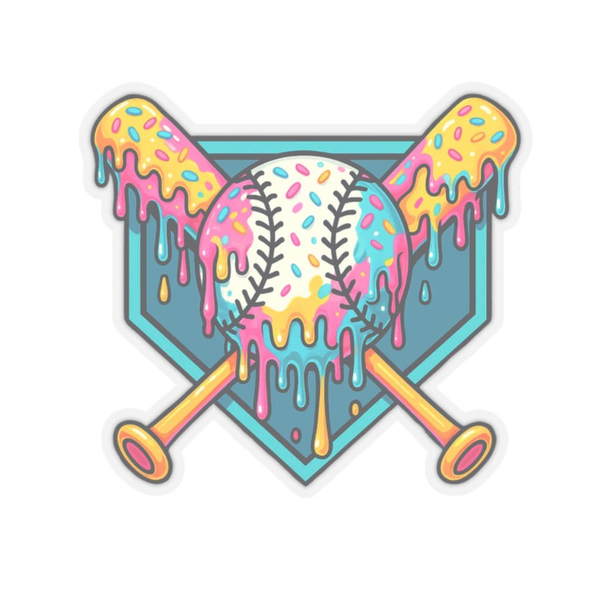 Baseball Ice Cream Dripping Stickers, Baseball Bat Sticker Set, Sports ...