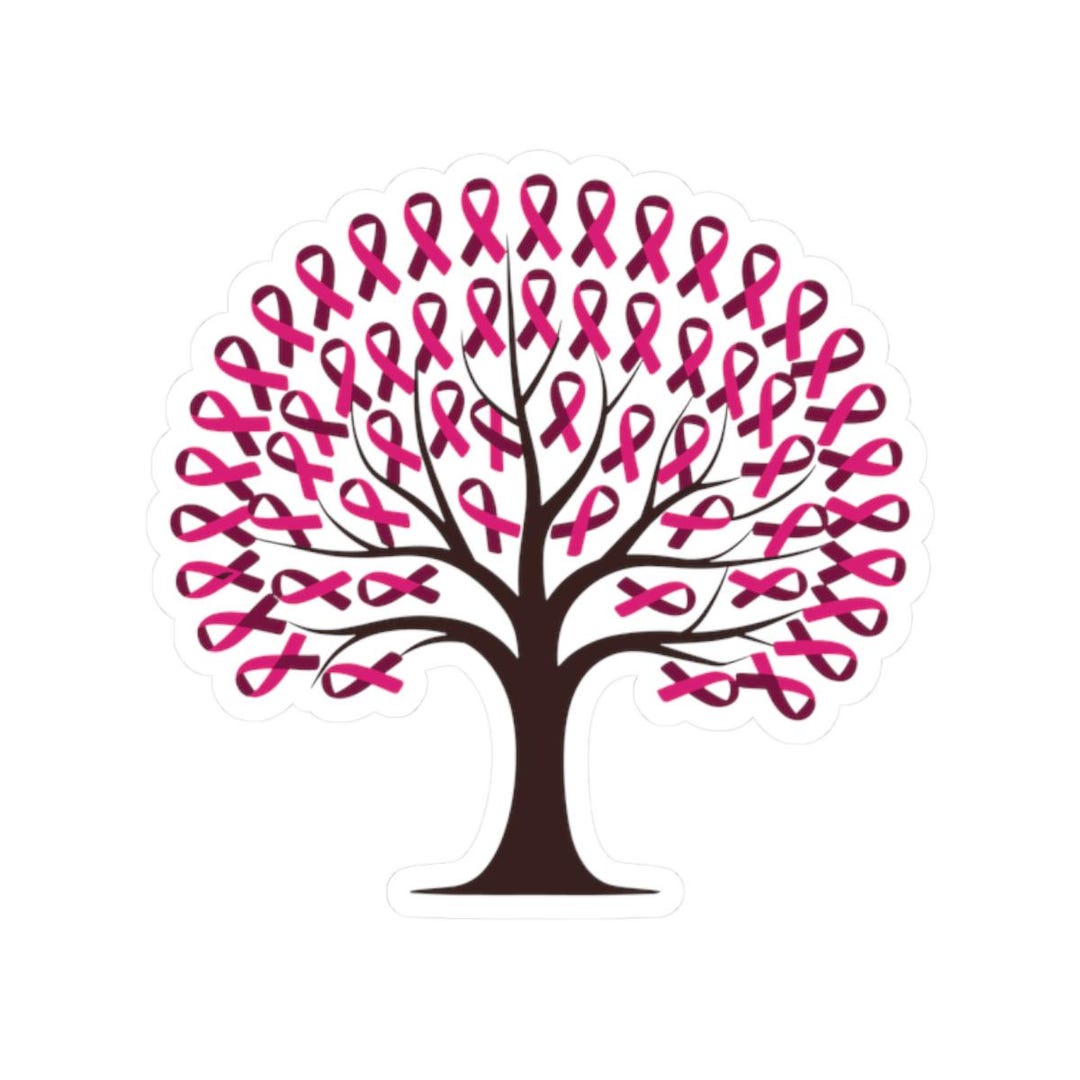 Beast Cancer Awareness Sticker, Cancer Ribbon Tree Car Decal, Laptop ...
