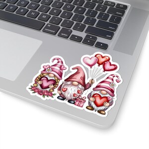 Valentine Gnomes Stickers, Heart Balloon Trio Sticker, Gnome Lover Mini ...