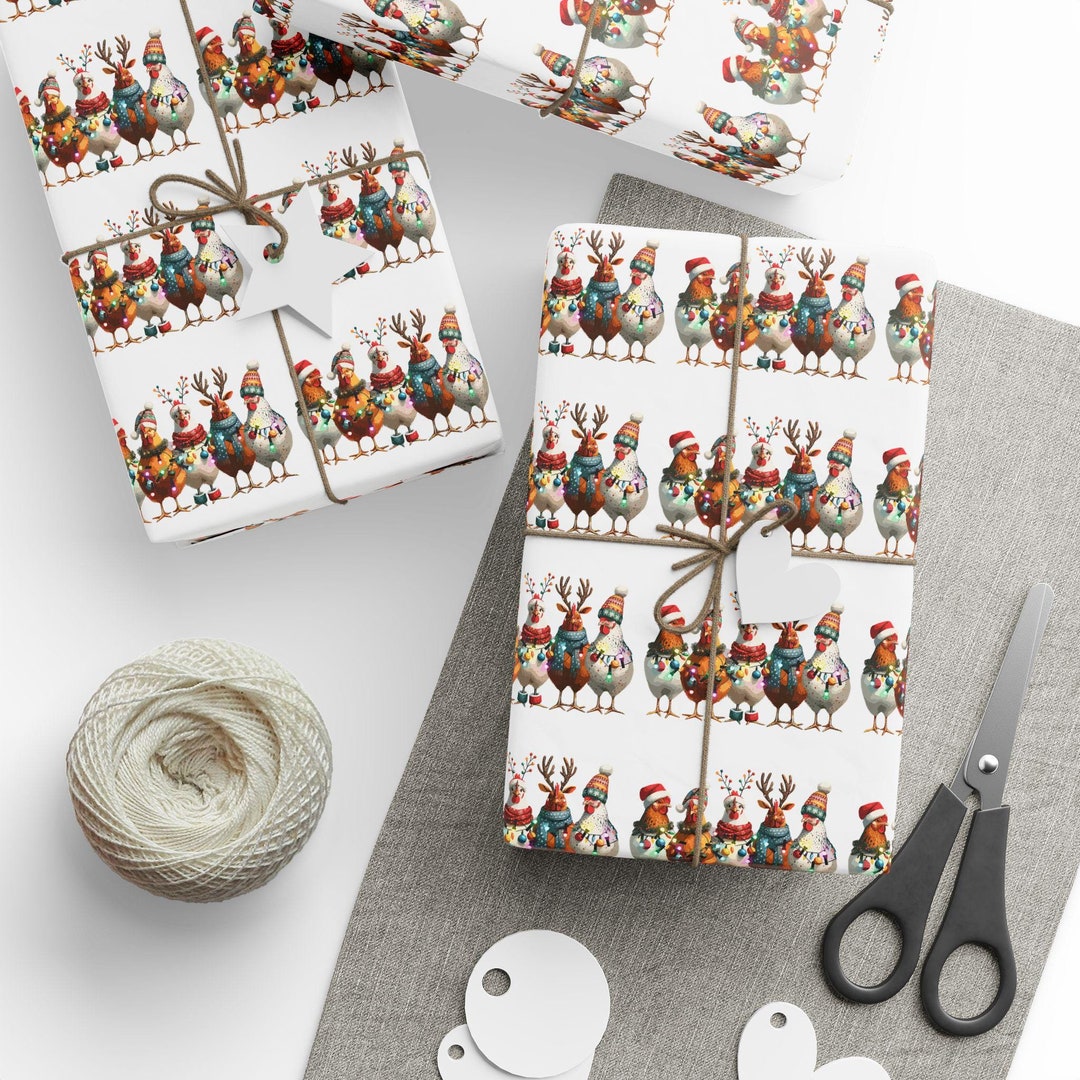 Chicken Wrapping Papers, Farm Animals Gift Wrap, Christmas Holiday ...
