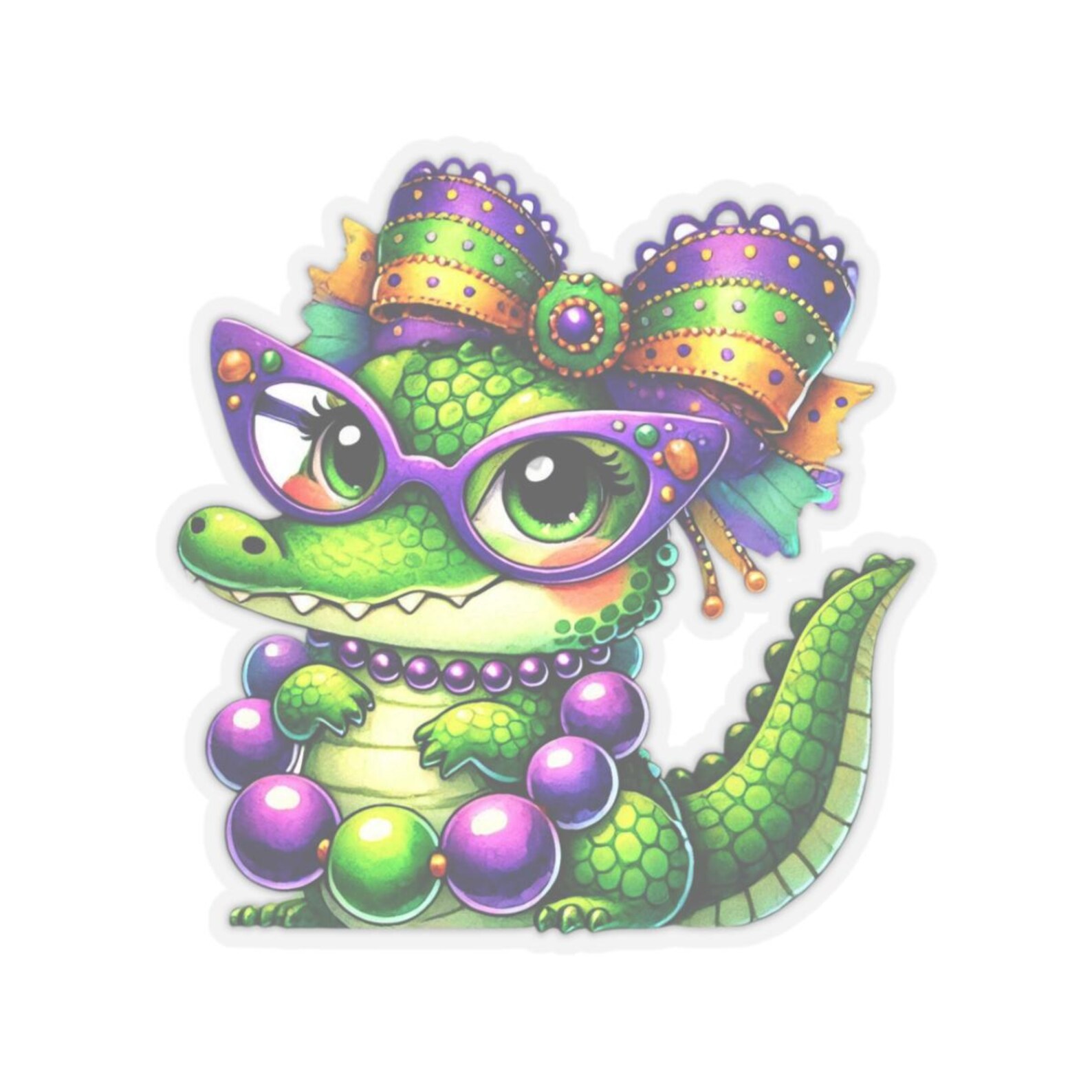 Mardi Gras Gator Stickers | Cute Alligator Beads Mask - Etsy