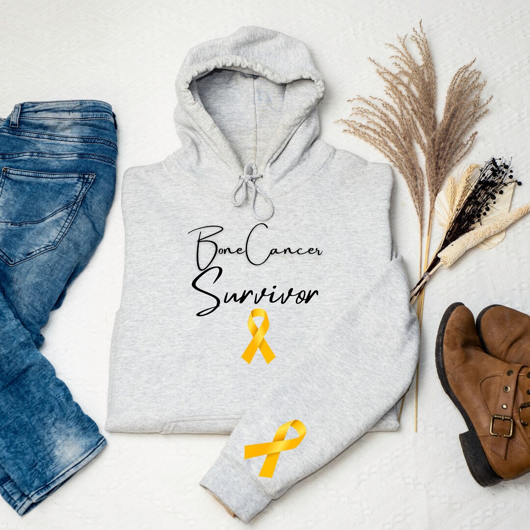Bone Cancer Awareness Hoodie Design on Sleeve, Cancer Warrior Hoodie ...