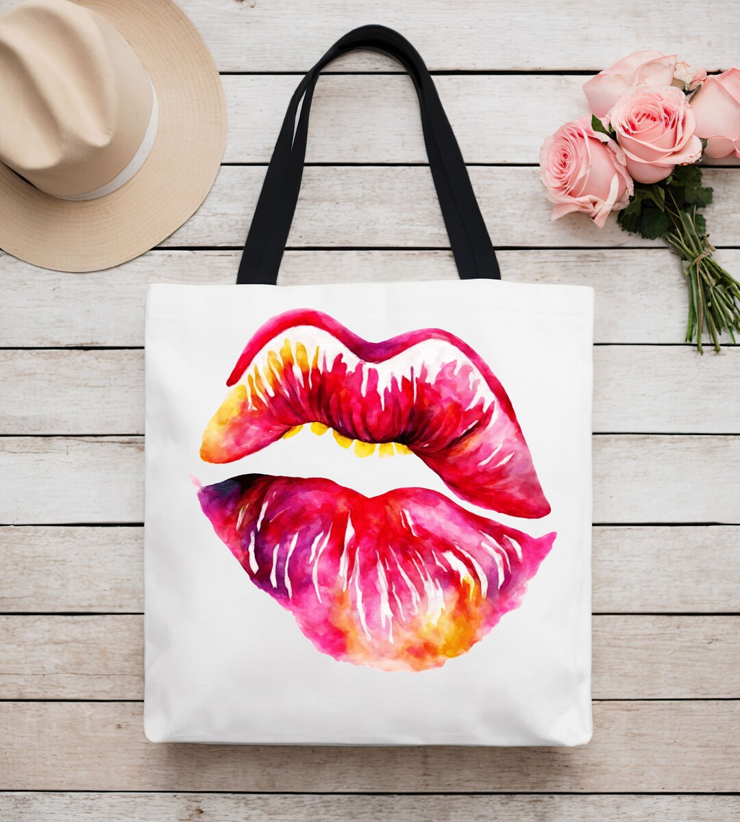 Lips Tote Bag, Valentine Tote Bag, Love Tote Bag, Cute Valentine Gift ...