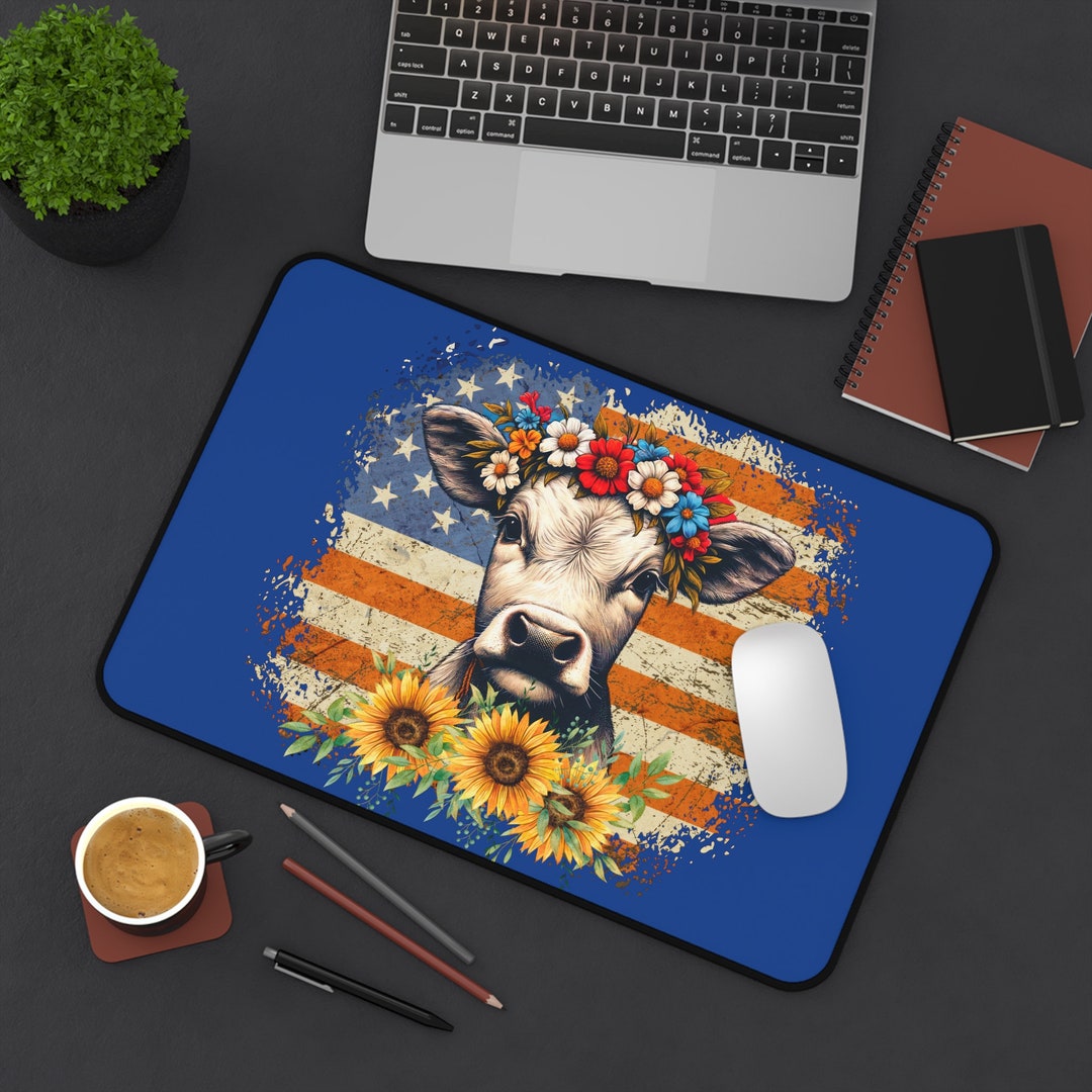 Cow Desk Mat, Farm Animal Mouse Pad, Animal Lover Deskmat, Western Desk ...