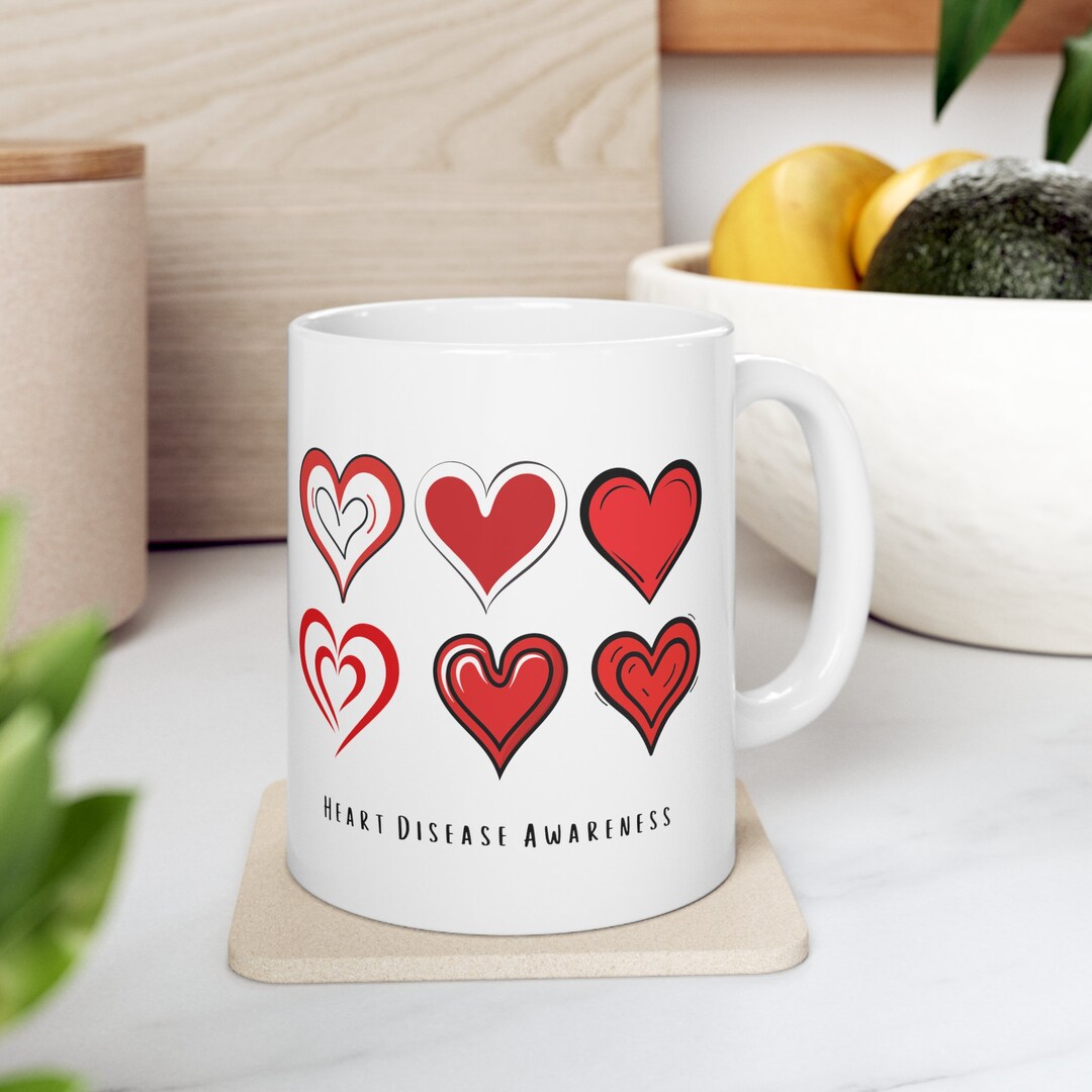 Heart Disease Awareness Coffee Mug, Heart Warrior Mug, Support Team ...