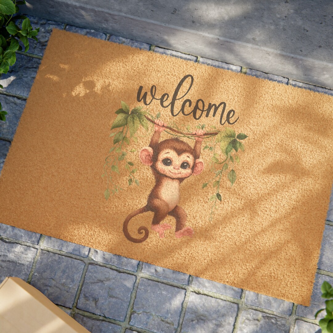 Monkey Welcome Doormat Gift, Monkey Door Mat, Funny Doormat, Monkey ...