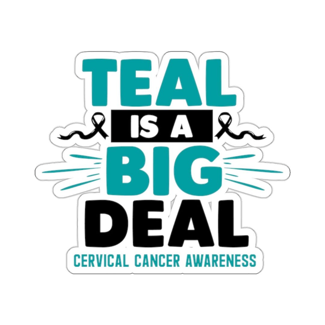 Cervical Cancer Sticker, Cancer Survivor Gift, Ovarian Cancer, Teal ...