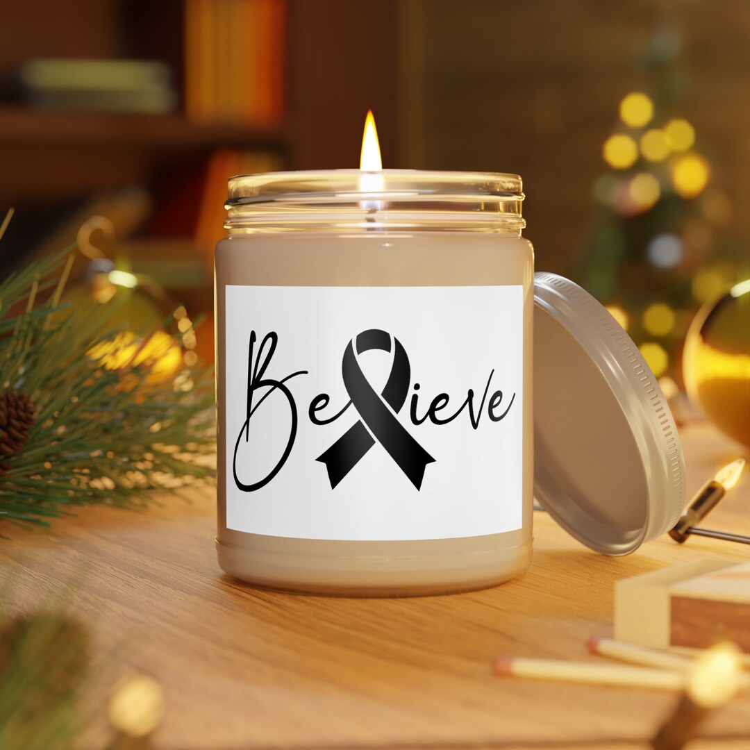Believe Melanoma Cancer Candle, Cancer Encouragement Gift, Cancer ...