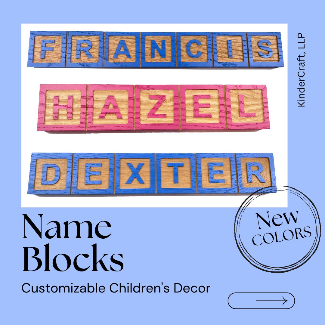 Personalized Wooden Name Blocks, Handmade Wood Blocks, Natural Wood ...