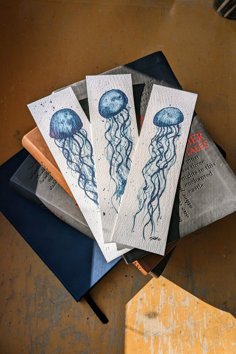 Jellyfish Bookmark, Original Watercolor Bookmark, Book Accessories for ...