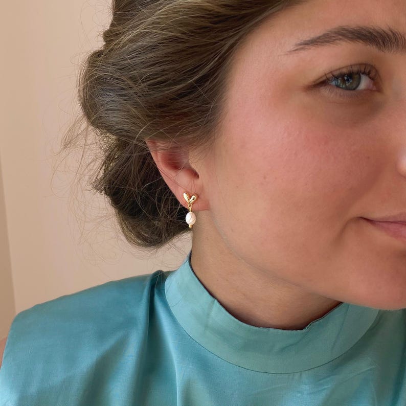 Heart Pearl Drop Earrings – Gold & Silver, Coquette Jewelry - Etsy