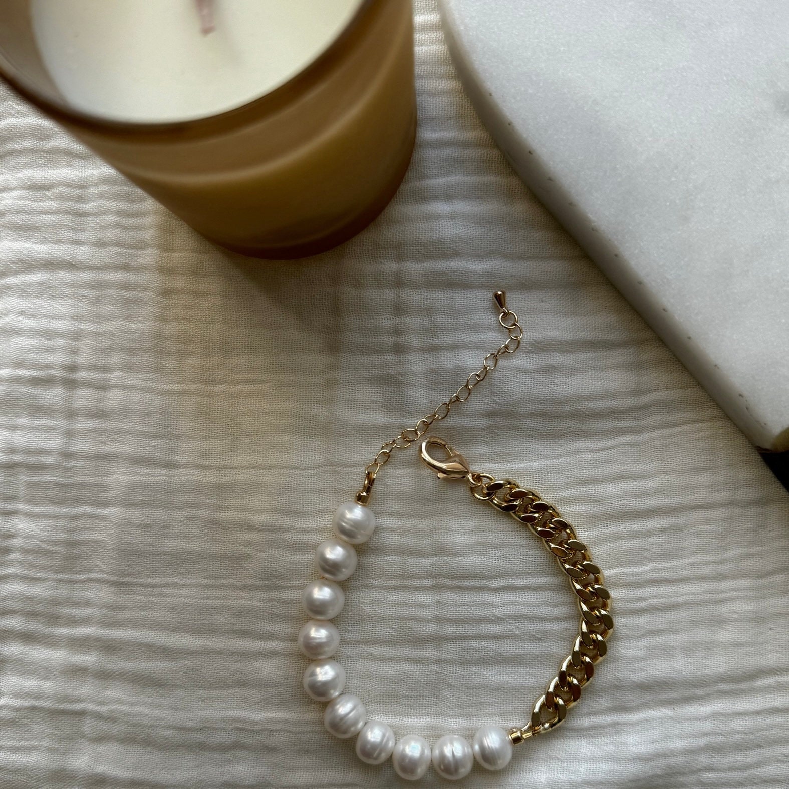 Coquette Old Money Aesthetiс Bracelet Pearl Chain, Homemade Freshwater ...