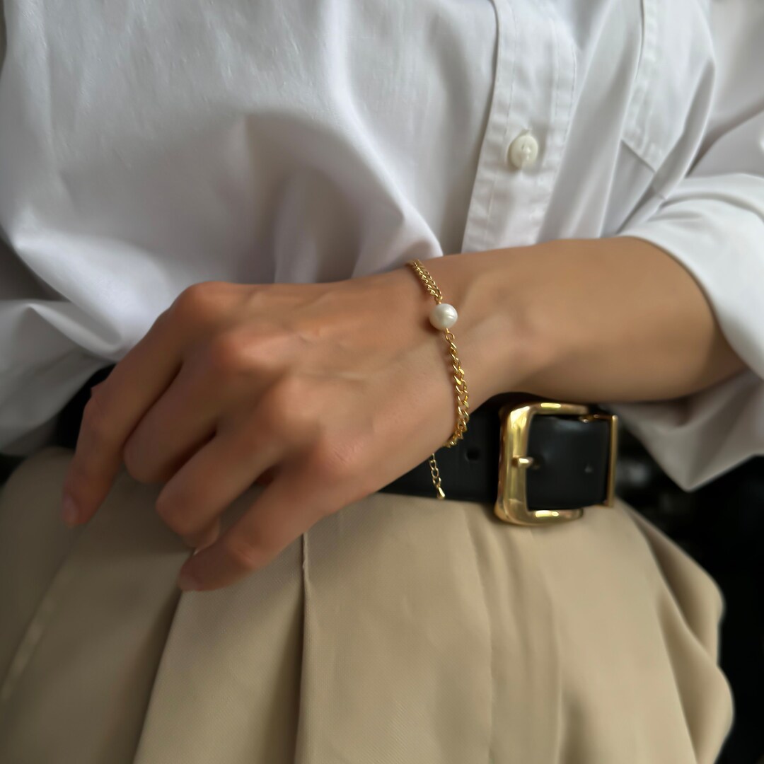 Coquette Old Money Aesthetiс Bracelet Pearl Chain, Homemade Freshwater ...