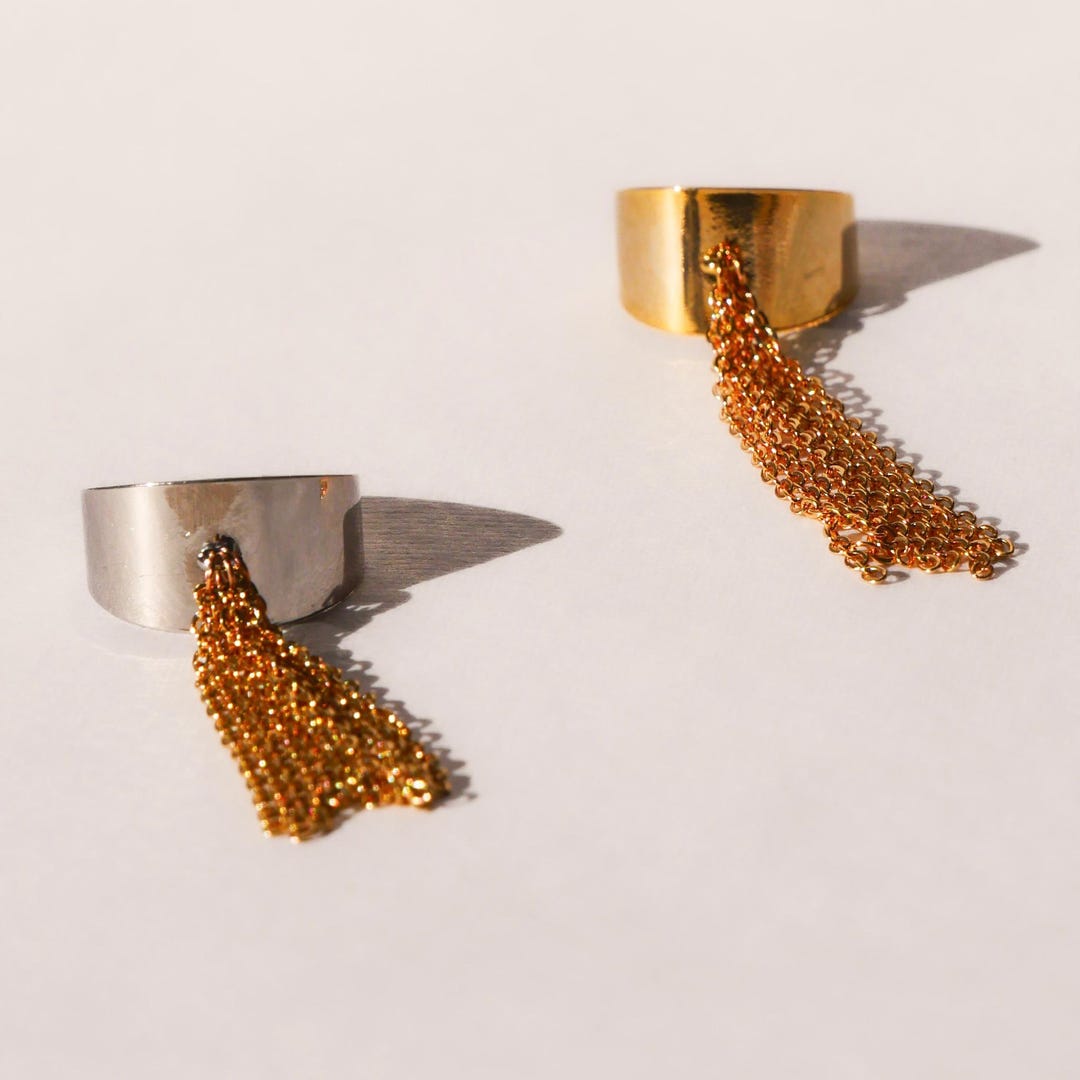 Minimalist Midi and Simple Rings With Chains 18k Gold and Silver ...