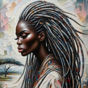 African Woman With Long Dreads Digital Art: Introspective Gaze ...