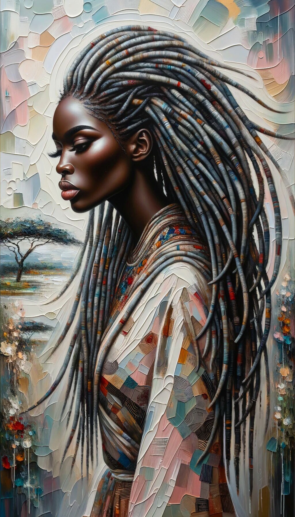 African Woman With Long Dreads Digital Art: Introspective Gaze ...