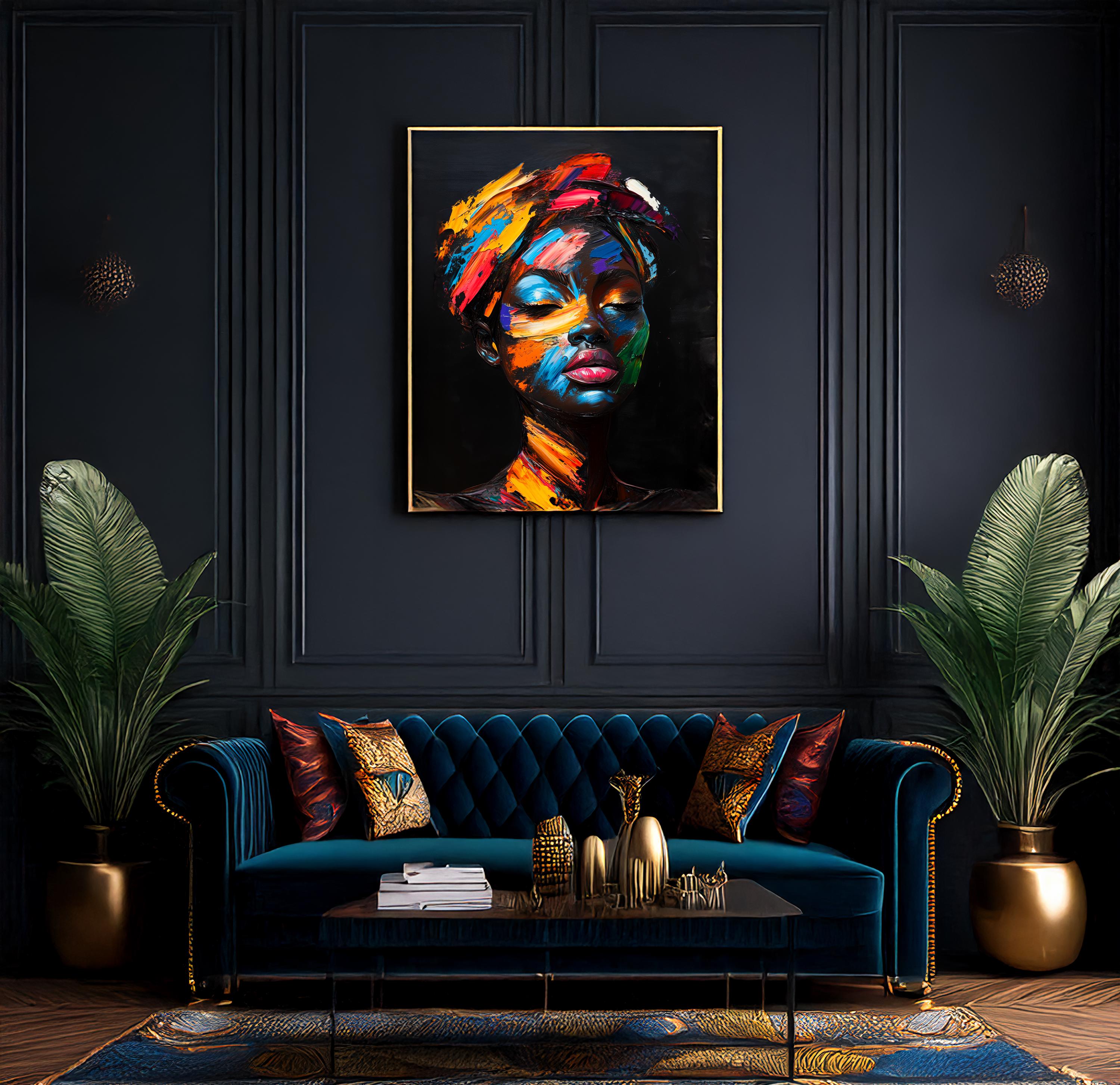 Colorful Abstract Portrait Digital Art | Vibrant Afro Beauty Wall Art ...
