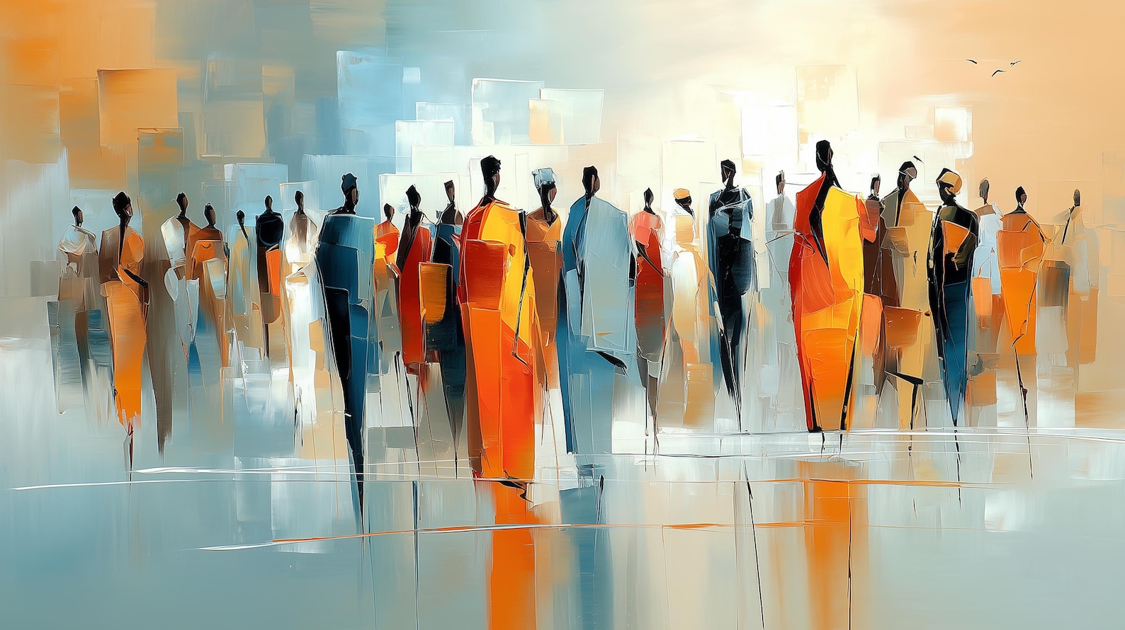 African Abstract Crowd Art – Modern Wall Art Digital Download, Large ...