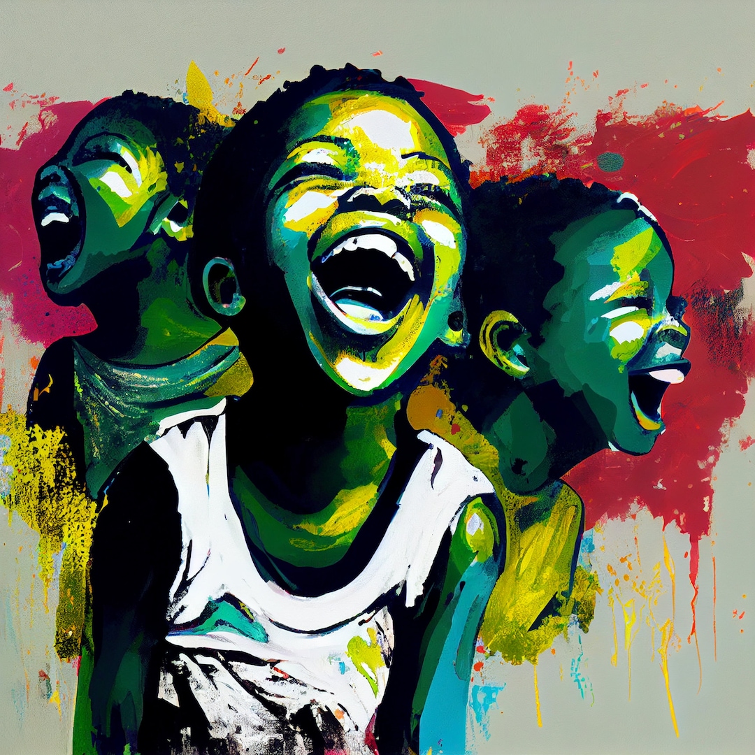 African Black Art, African Children Laughing, Digital Art African Black ...