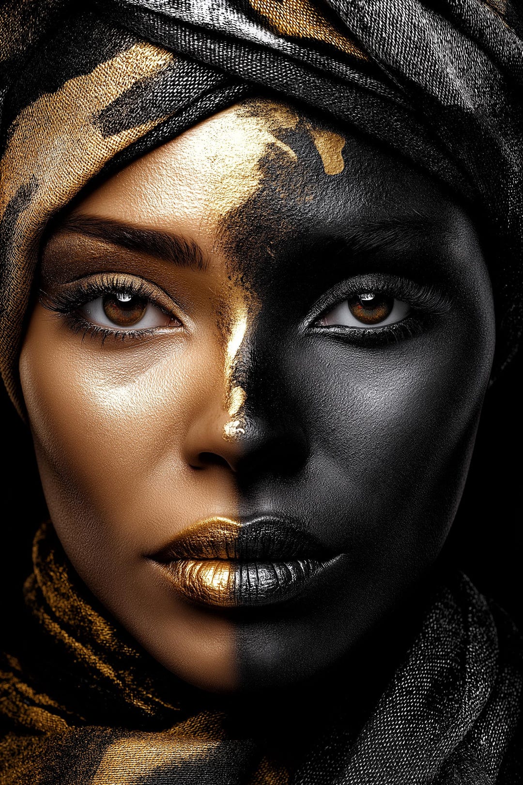 Black Gold Portrait Wall Art – Afrocentric Digital Download, Modern ...