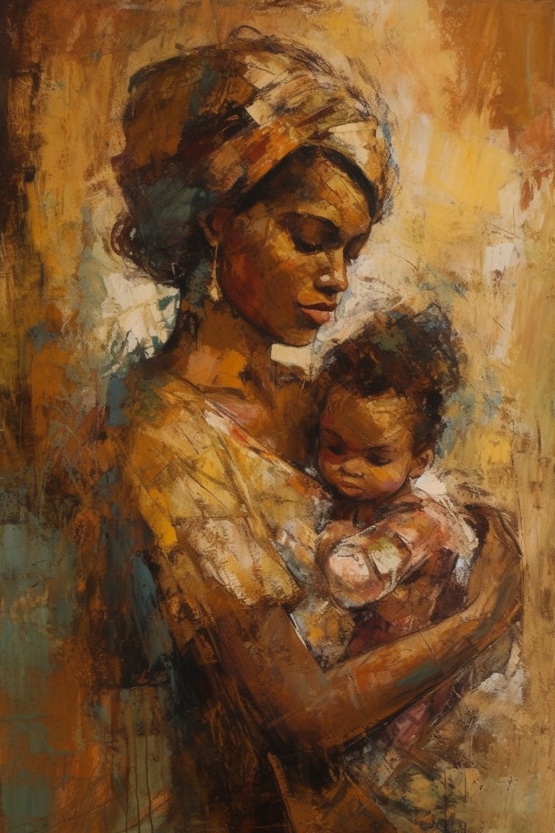 Abstract Artwork of Black Mother and Child's Unbreakable Bond, Unique ...