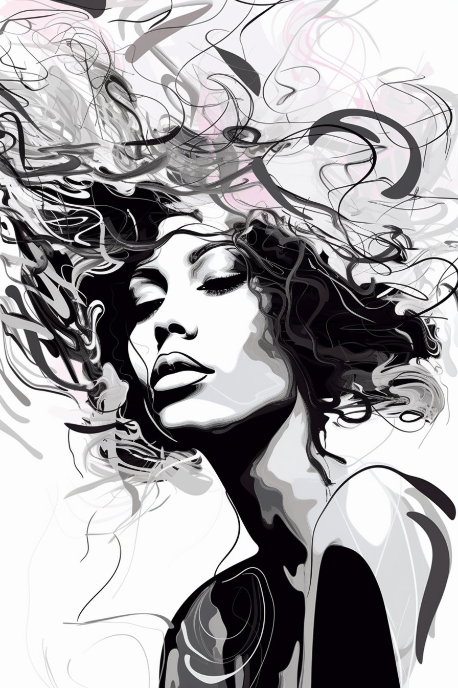 Sketch Female Line Art Black Woman Art, African American Art Modern ...