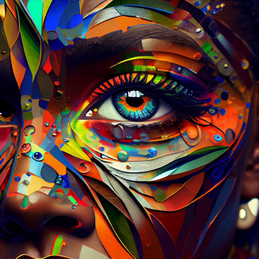 Colorful Abstract Face Wall Art Print - Vibrant Abstract Portrait Wall Art - Modern Abstract ...