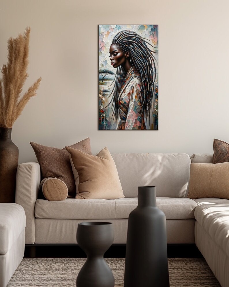 African Woman With Long Dreads Digital Art: Introspective Gaze ...