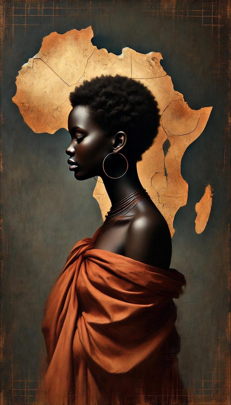 Photorealistic Portrait of a Woman With African Heritage, Oil Painting ...