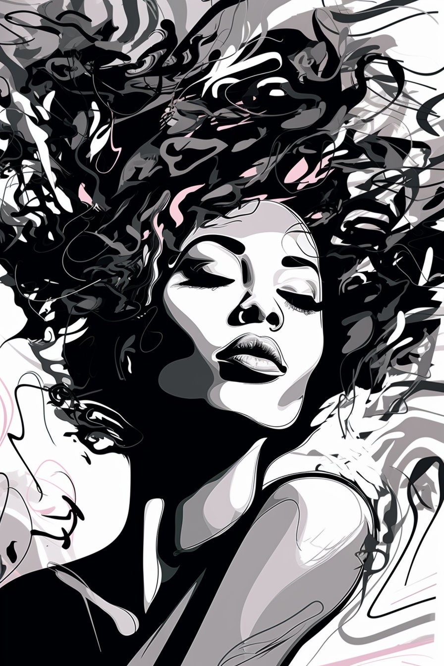 Sketch Female Line Art Black Woman Art, African American Art Modern Line Drawing Set of 3, I Am ...