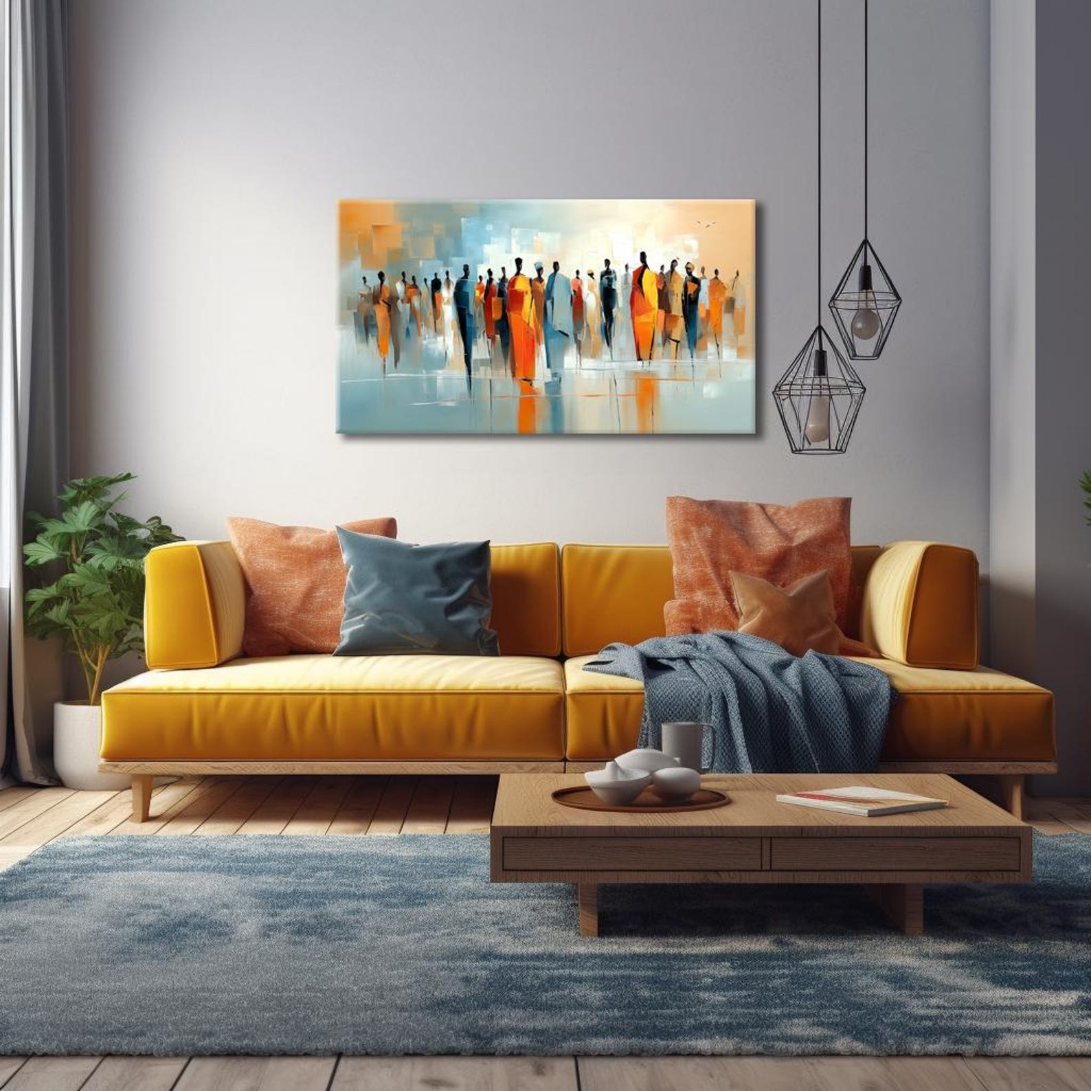 African Abstract Crowd Art – Modern Wall Art Digital Download, Large ...