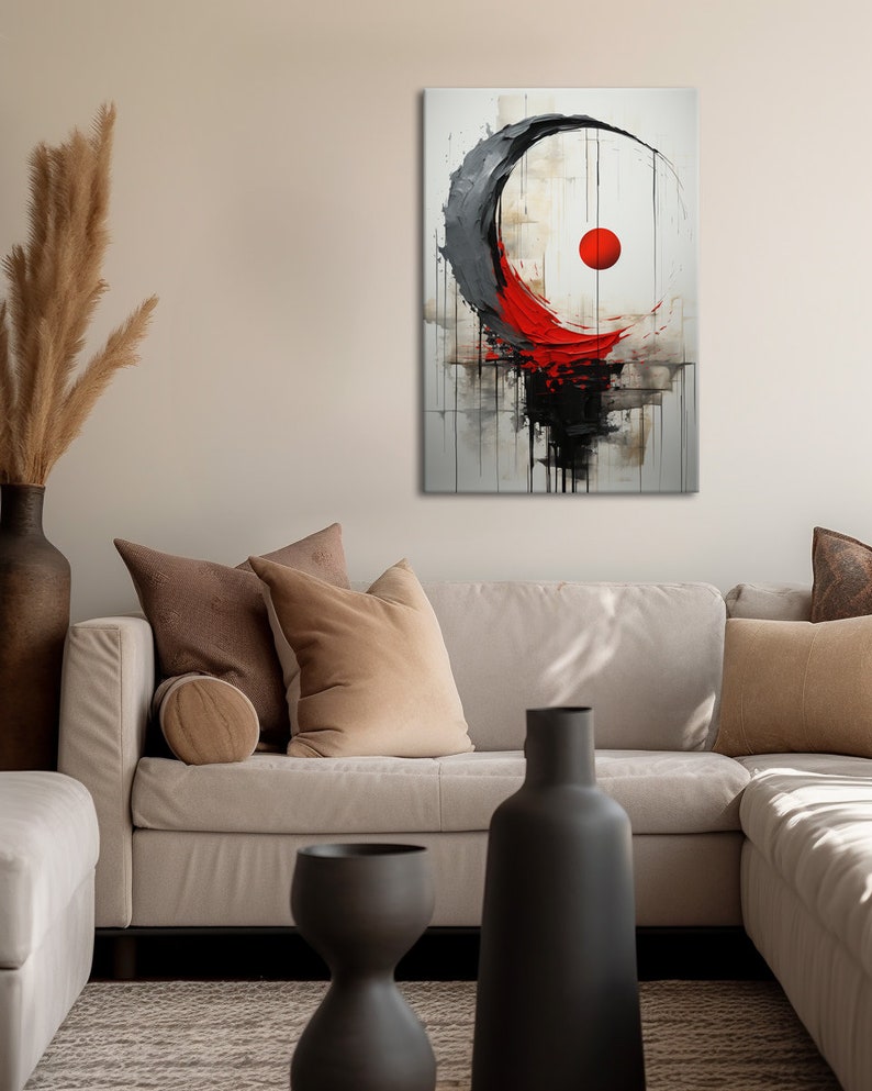 Harmonious Eclipse: A Dance of Vivid Reds & Serene Greys - Tauche ein ...